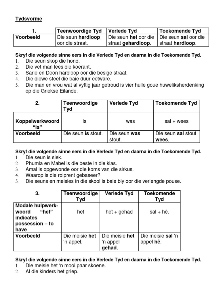 Taalreels Tydsvorme | PDF