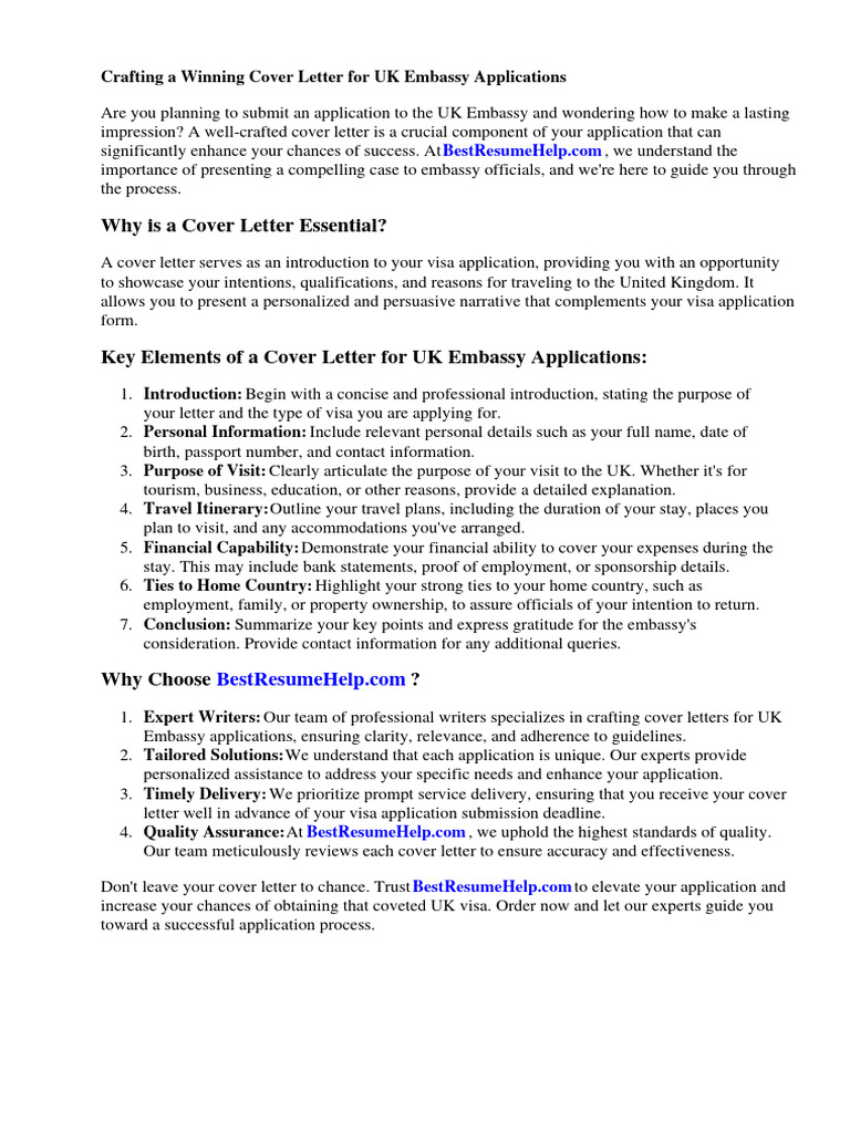 Cover Letter Uk Embassy | PDF | Travel Visa | Psychology