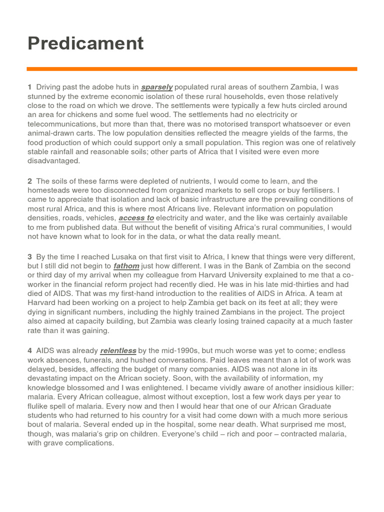 Predicament - Reading For Meaning | PDF | Africa | Zambia