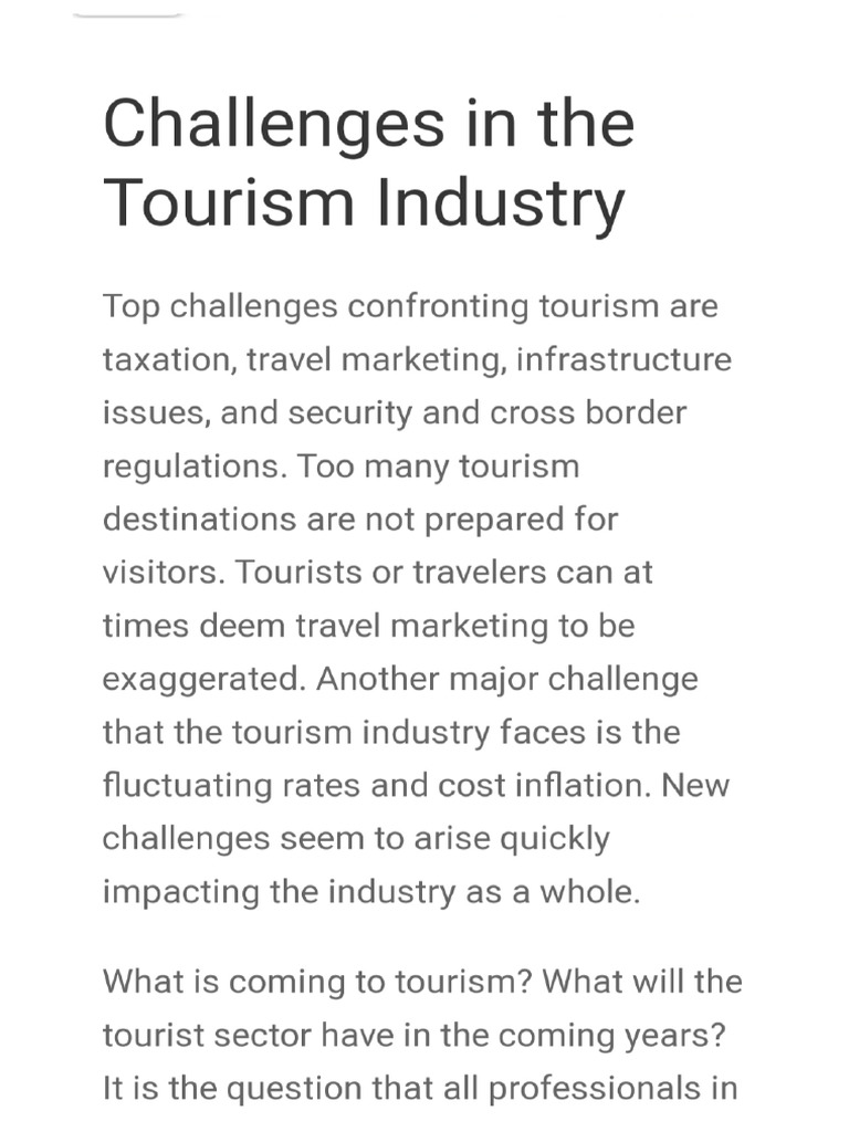 Tourism Sector Challenges | PDF