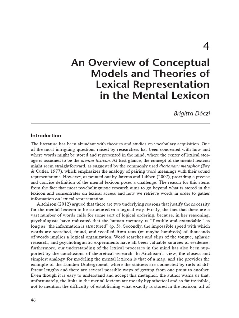 Dóczi - 2019 - An Overview of Conceptual Models and Theories of Lexical ...