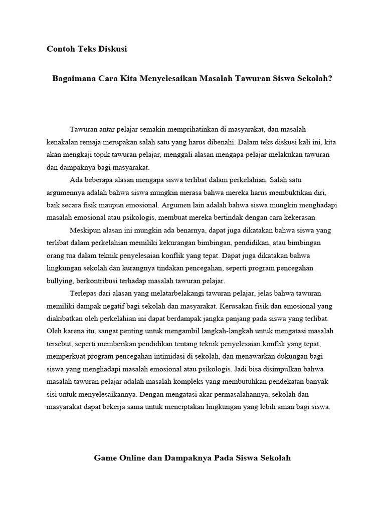 Contoh Teks Diskusi | PDF
