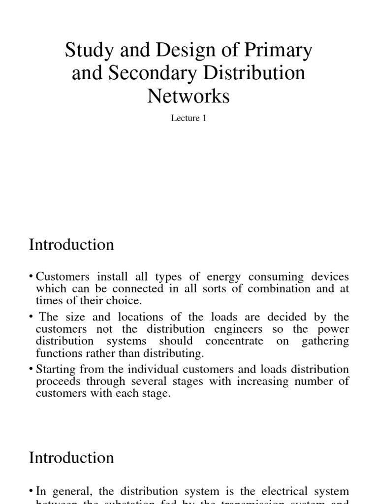 Lecture 1 Study and Design of Primary and Secondary Distribution | PDF ...