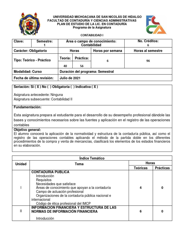 Contabilidad I | PDF | Teneduría de libros | Contabilidad