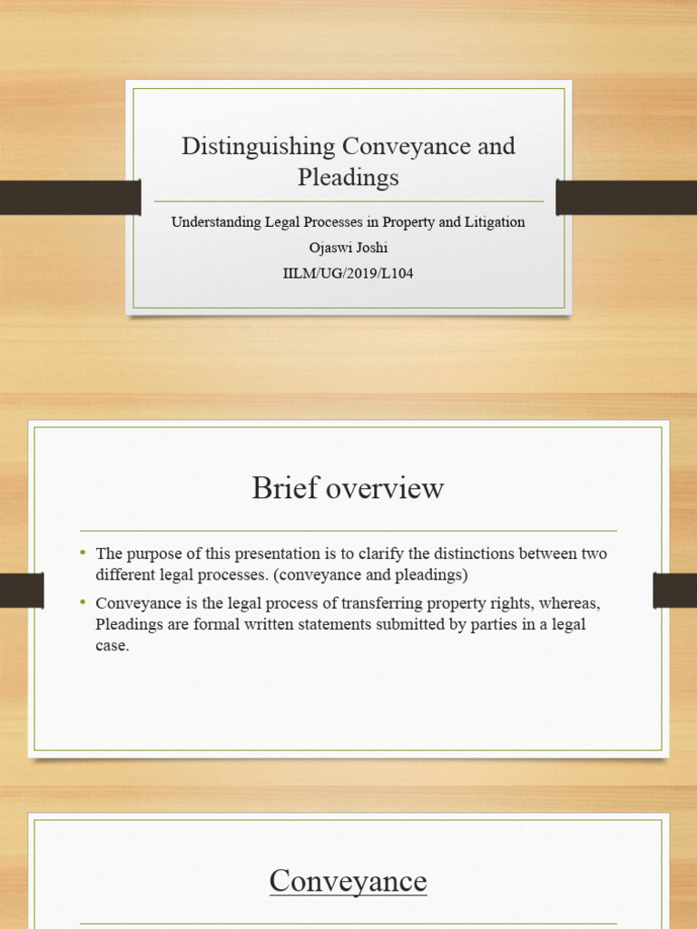 Distinguishing Conveyance and Pleadings | PDF | Conveyancing | Deed Distinguishing Conveyance and Pleadings | PDF | Conveyancing | Deed