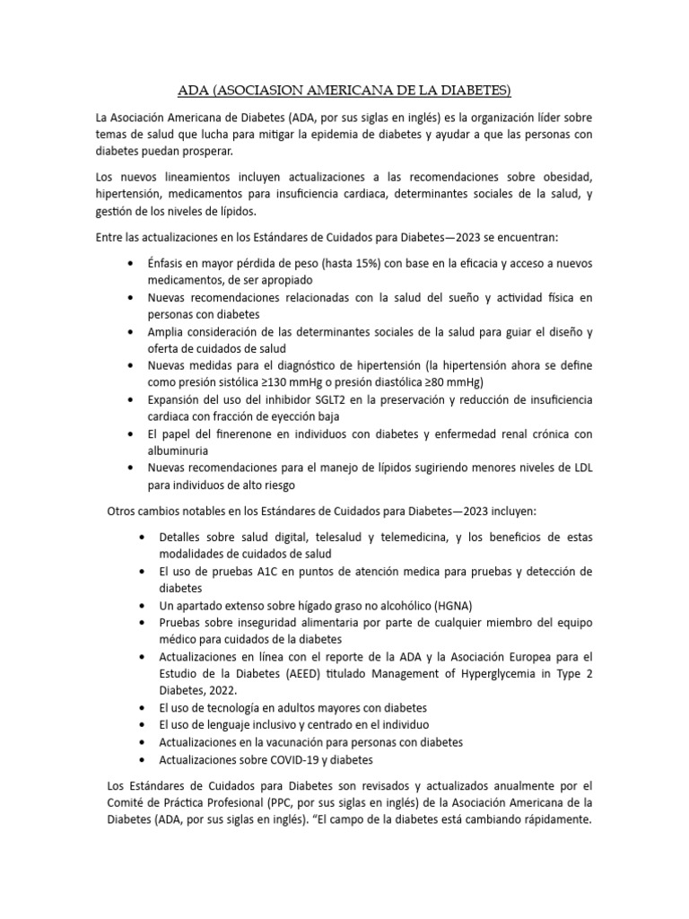Ada (Asociasion Americana de La Diabetes) | Descargar gratis PDF ...