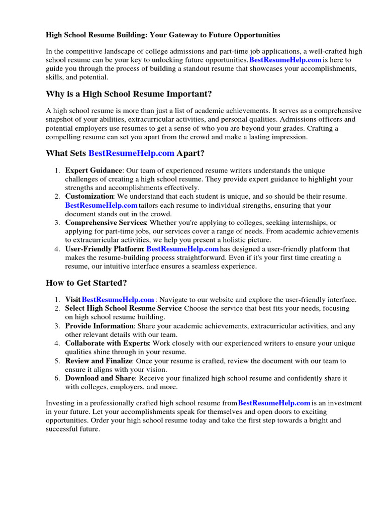 High School Resume Builder | Download Free PDF | Résumé | Usability