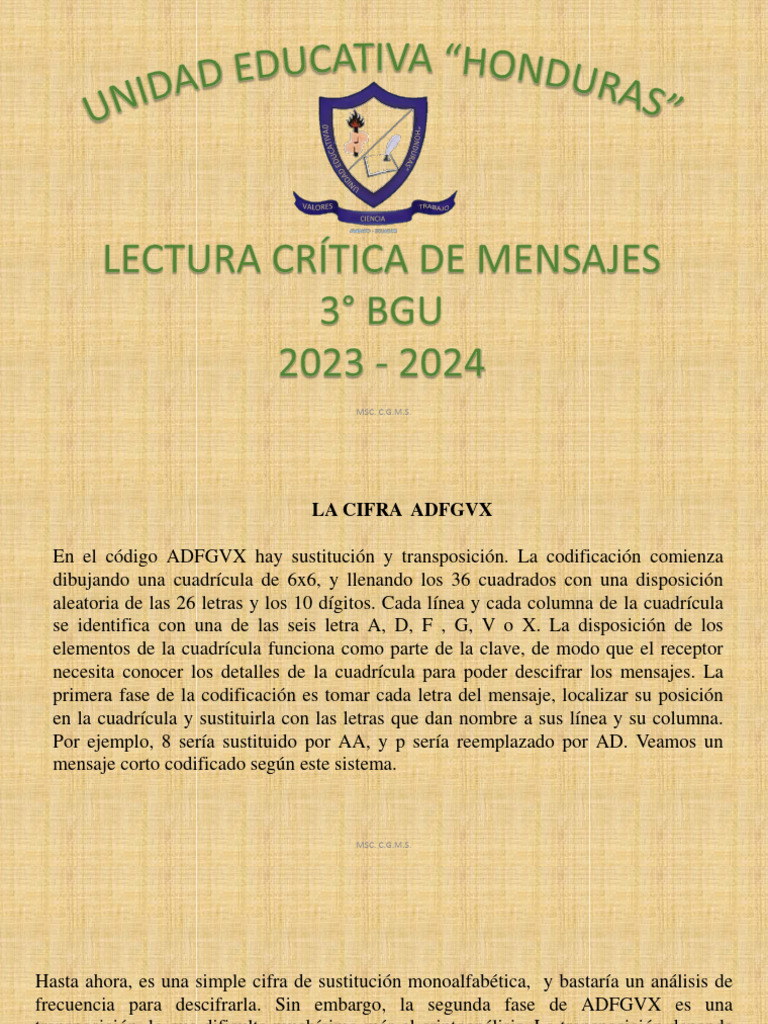 Cifrado ADFGVX: Método y Ejemplo | PDF | Técnicas de espionaje ...