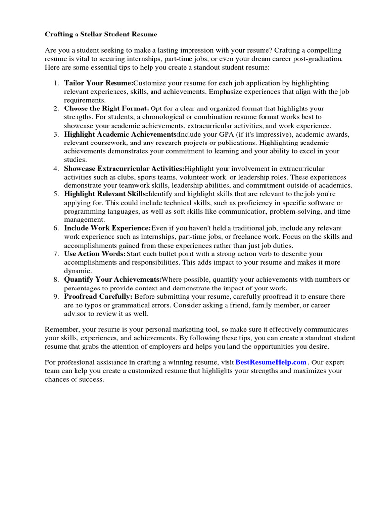 How To Make A Student Resume | PDF | Résumé | Proofreading