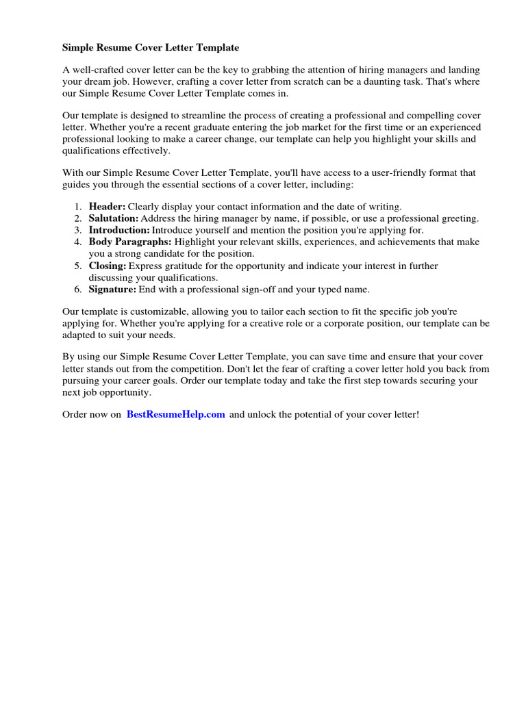 Simple Resume Cover Letter Template | PDF | Résumé | Page Layout