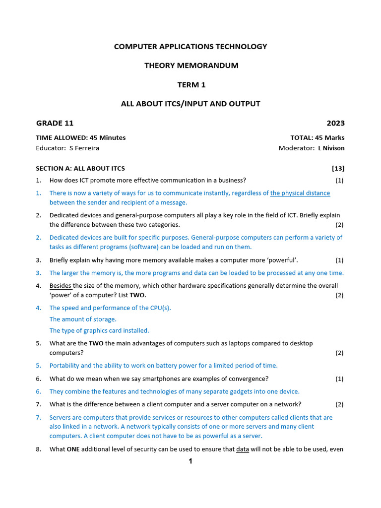 CAT TERM 1 Test Memo | Download Free PDF | Barcode | Point Of Sale