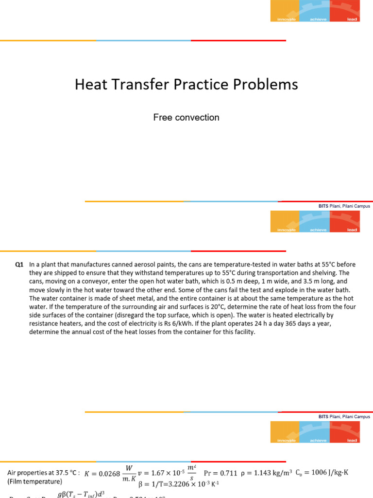 Heat Transfer Problems for Students | PDF | Heat Transfer | Water