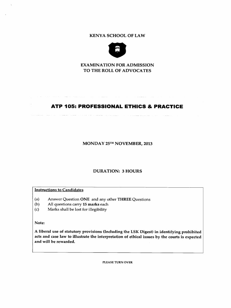ATP 105 Professional Ethics _ Practice Nov 2013 | PDF
