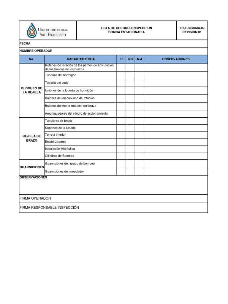 Inspeccion Bomba Estacionaria | PDF Inspeccion Bomba Estacionaria | PDF