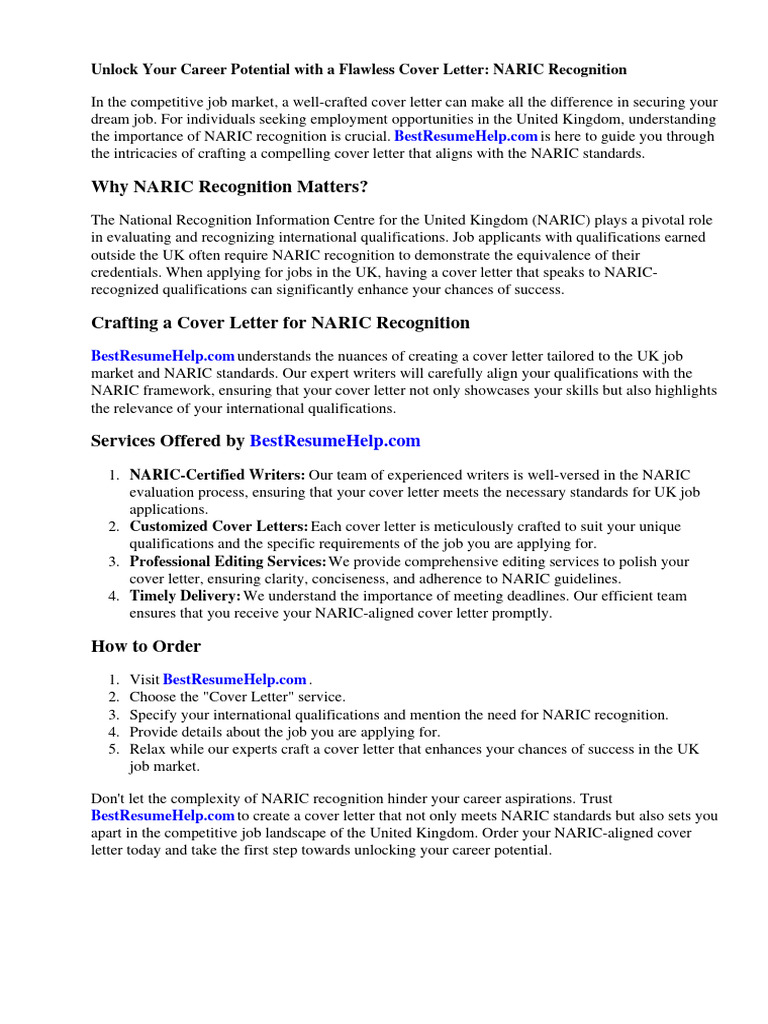 Cover Letter Uk Naric | PDF