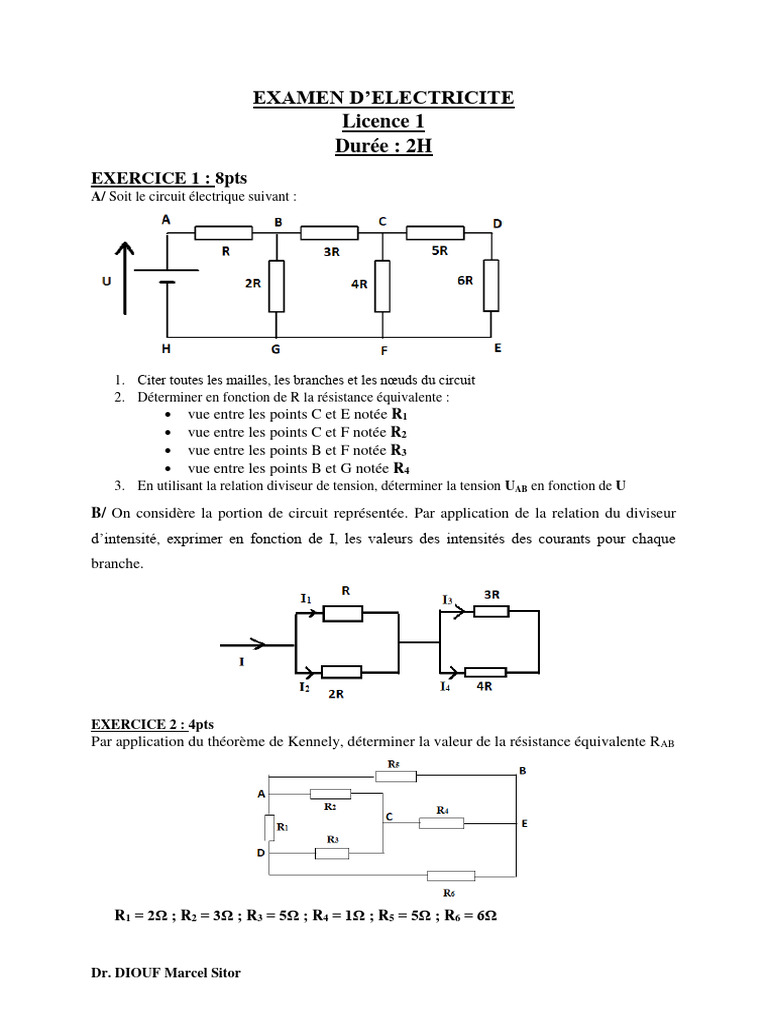 Examen +correction Electricite | PDF | Réseau électrique | Ingénierie électronique