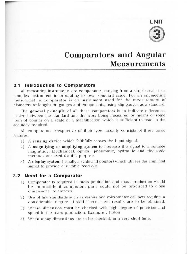 Comparators & Angular Measurements | PDF