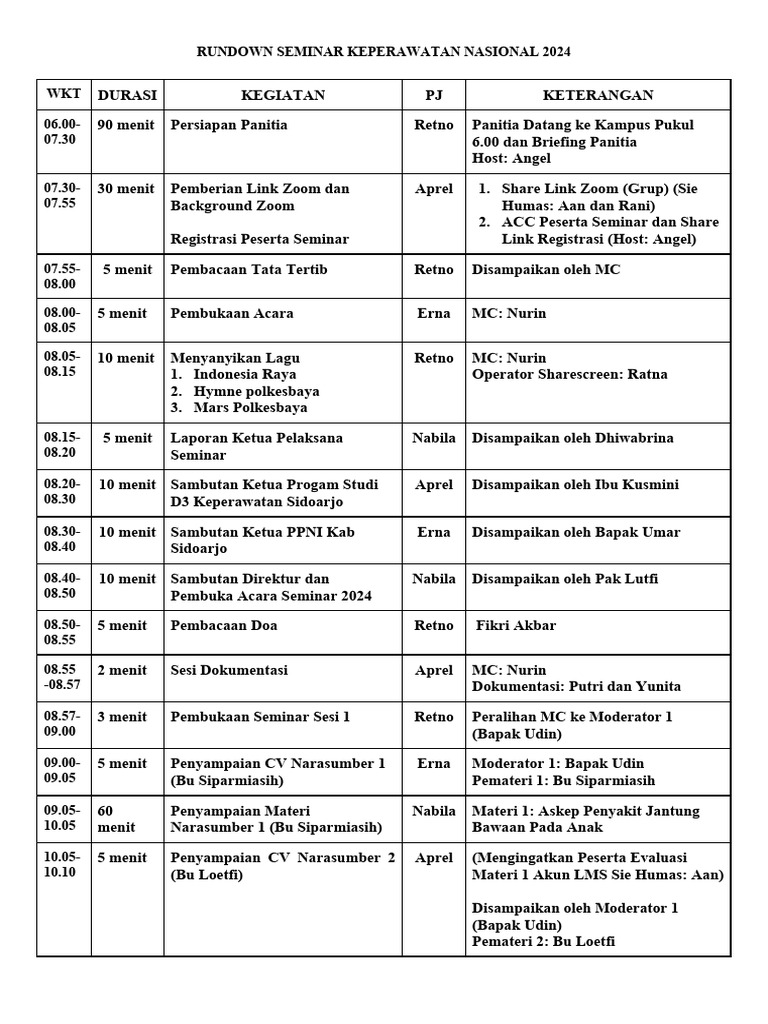 Rundown Panitia Seminar 2024 (1) - 1 | PDF