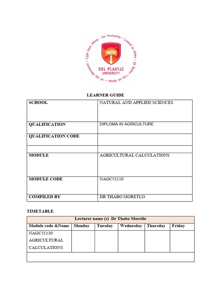 Nagc511 Learner Guide | PDF | Educational Assessment | Learning