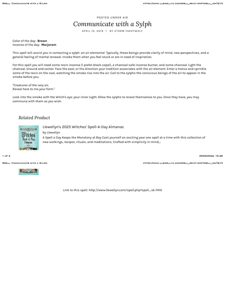 Spell: Communicate With A Sylph | PDF