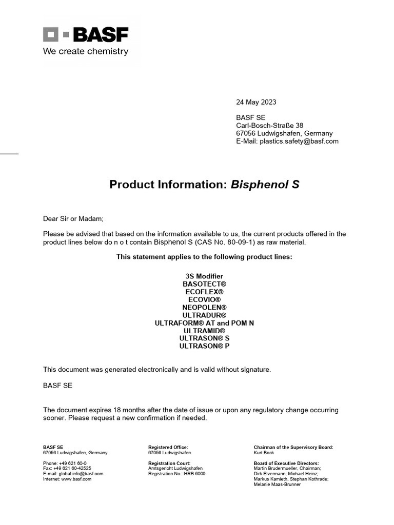 Bisphenol+S BASF | PDF