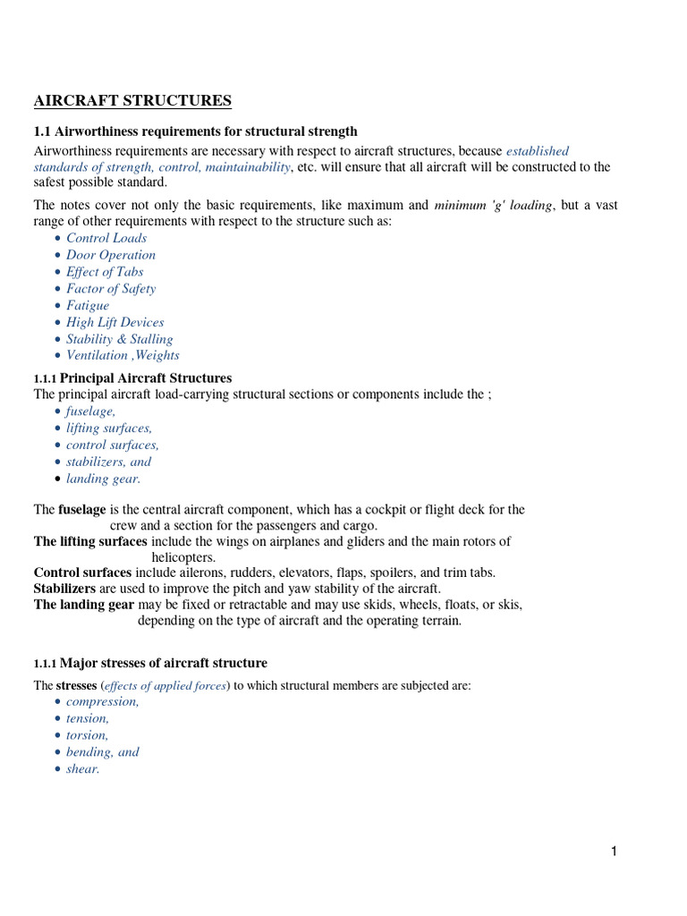 Aircraft Structural Components Overview | PDF | Spar (Aeronautics ...