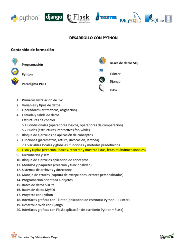 5 Listas | PDF | Python (lenguaje de programación) | Bases de datos