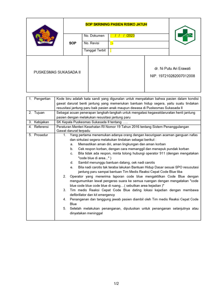 SOP Code Blue | PDF