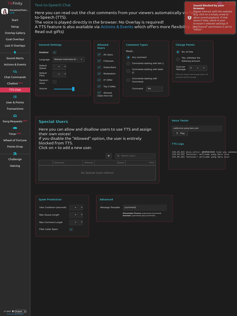 TikFinity TTS Chat Features Overview | PDF | Speech Synthesis | Online ...