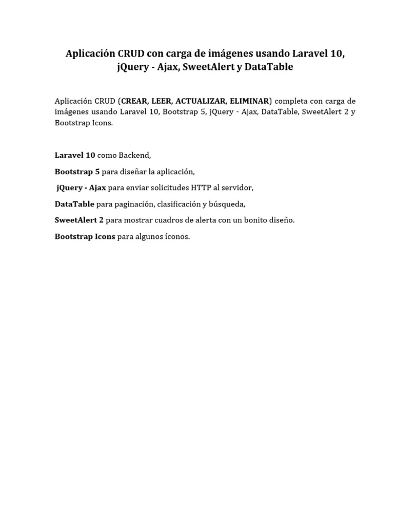 Aplicación CRUD Con Carga de Imágenes Usando Laravel 10 | PDF