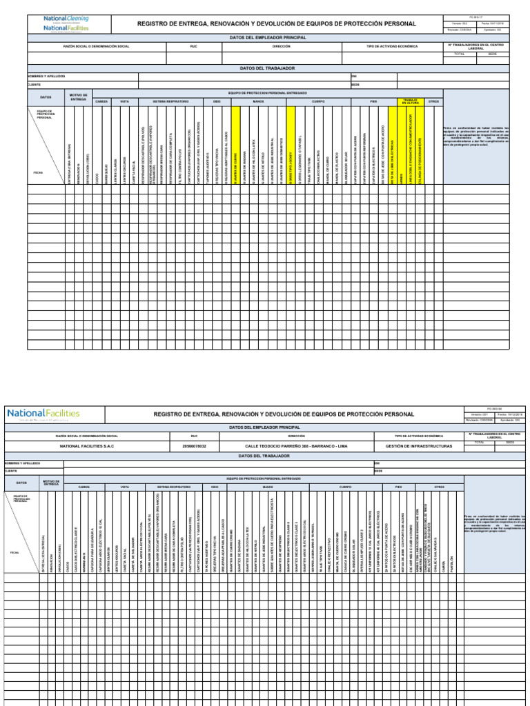 Registro de Entrega, Renovación y Devolución de EPPs | PDF | Acero | Materiales