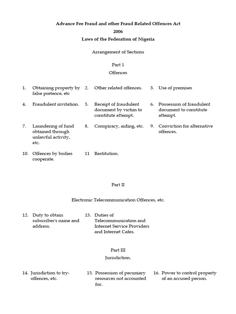 Advance Fee Fraud Act 2006 Overview | PDF | Money | Fraud