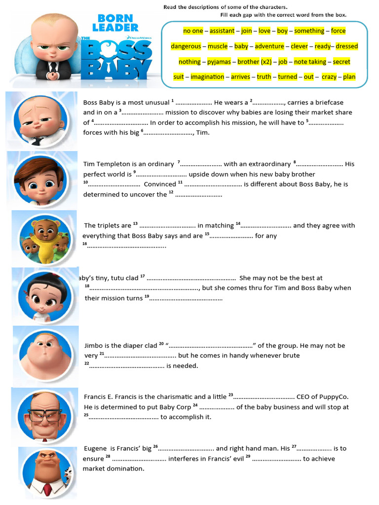 Film Session The Baby Boss Video Movie Activities - 136472 | PDF