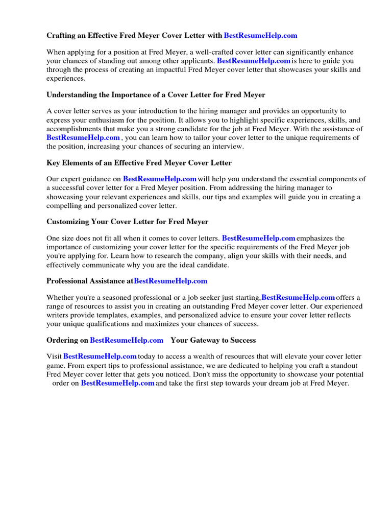 Fred Meyer Cover Letter | PDF | Résumé | Artificial Intelligence