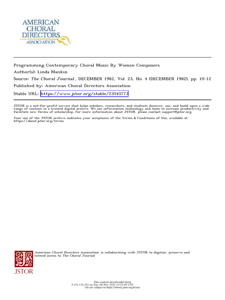 Women Concert Programming | Download Free PDF | Choir | Performing Arts