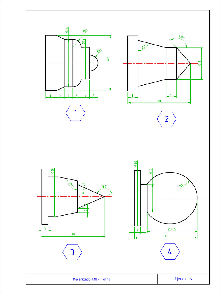 Ejercicios Torno CNC | PDF