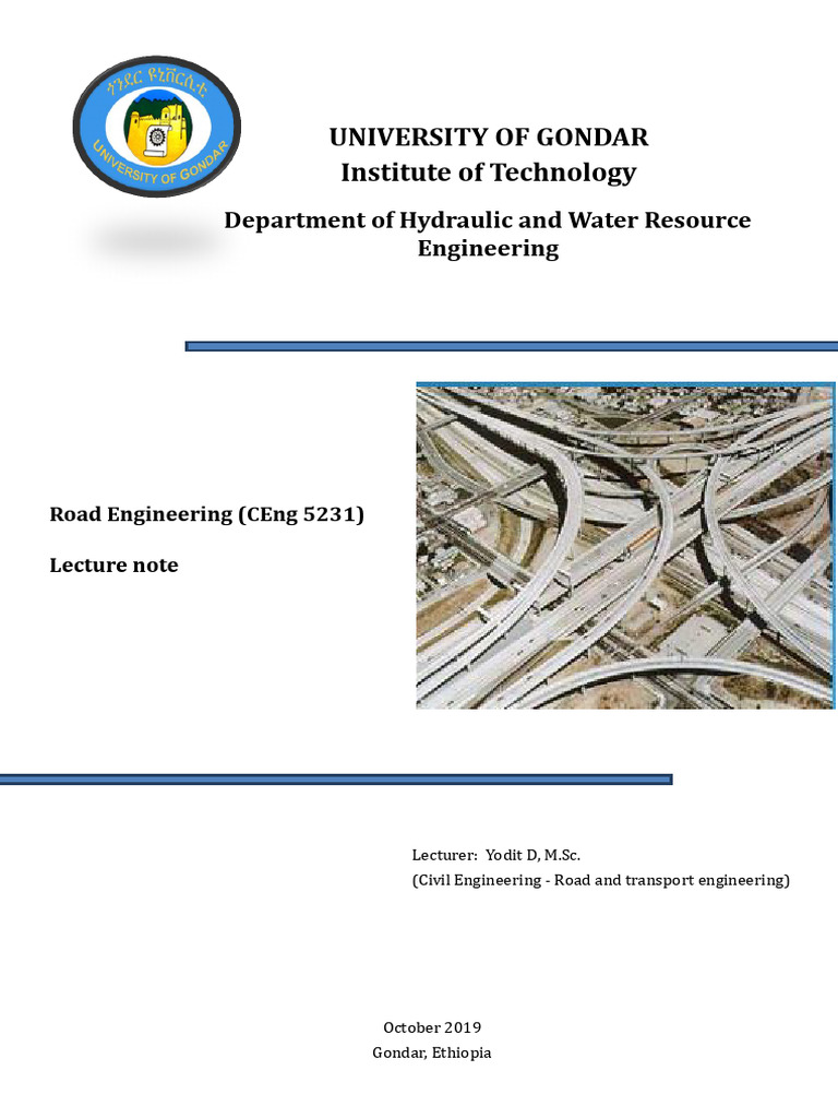 Road Engineering Lecture Note | PDF | Road | Transport