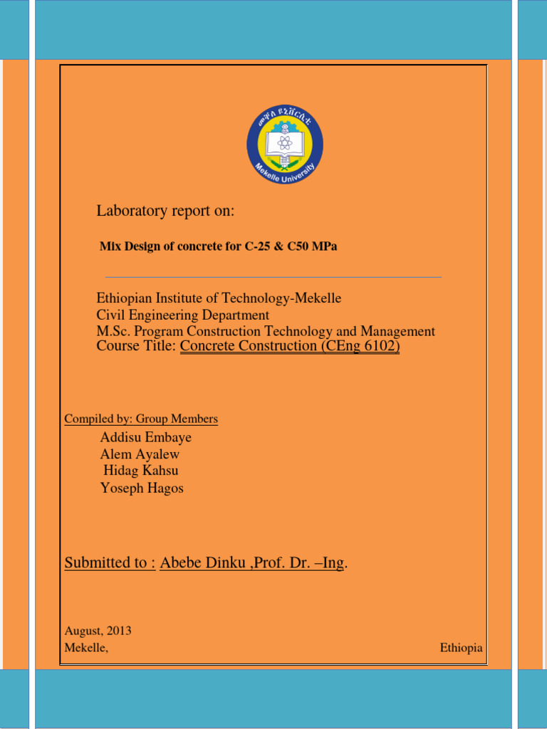 Laboratory Report For Mix Design | PDF | Concrete | Cement