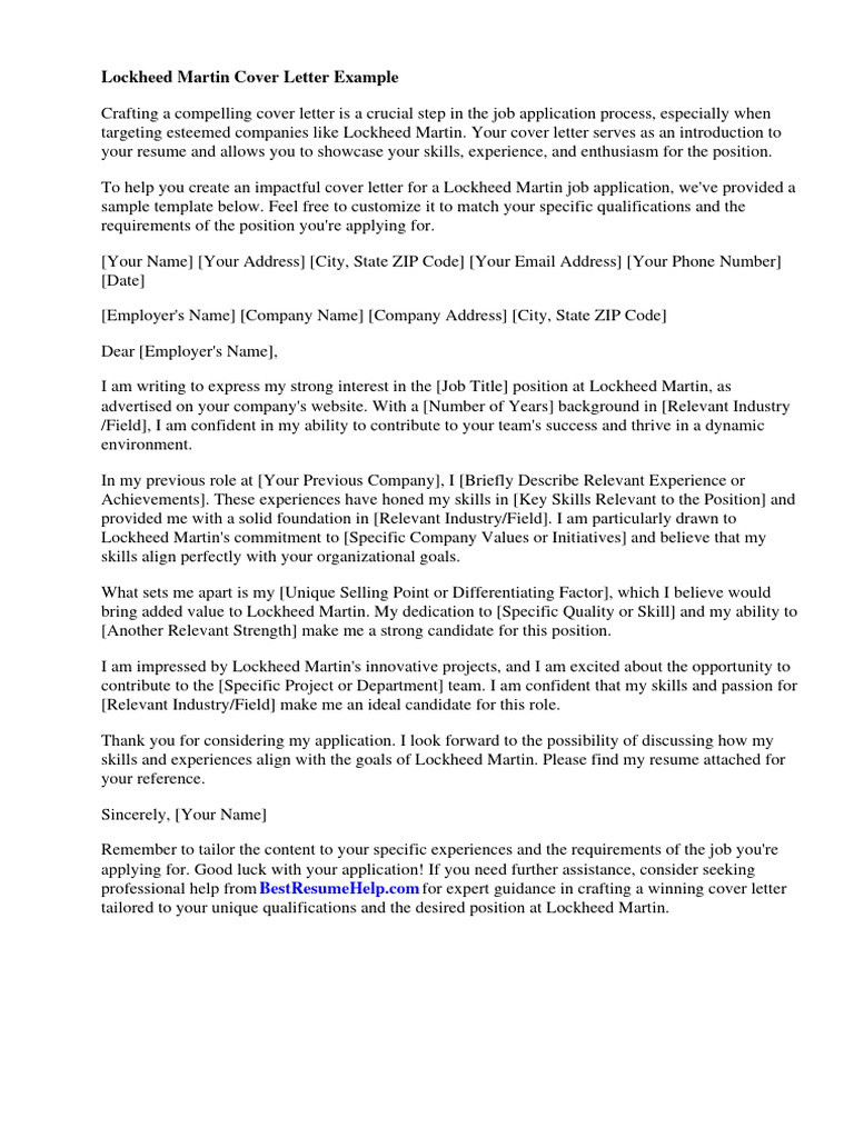 Lockheed Martin Cover Letter Example | PDF | Résumé