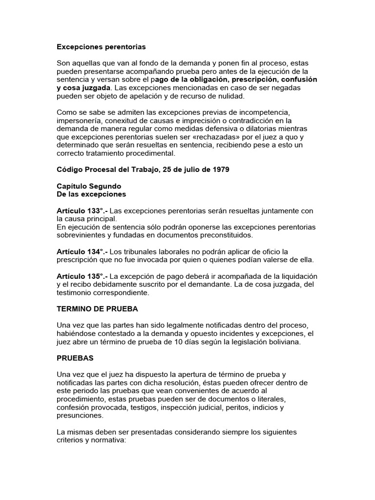 Excepciones Perentorias y Sentencia | PDF | Evidencia (ley) | Sentencia ...