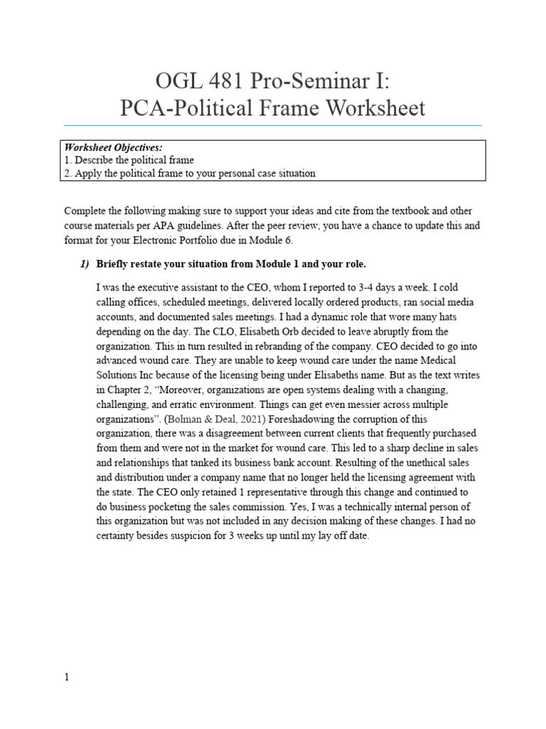 4 Political Frame Worksheet-1 | PDF | Decision Making | Leadership