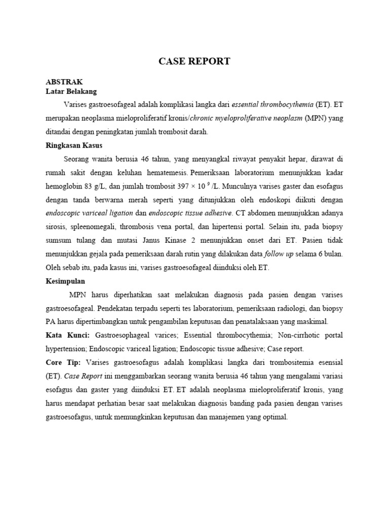 Varises Gastroesofageal Akibat ET: Kasus 46 Tahun | PDF | Sains ...