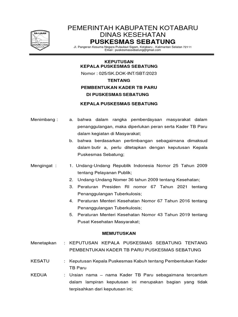 SK Kader TB Paru | PDF