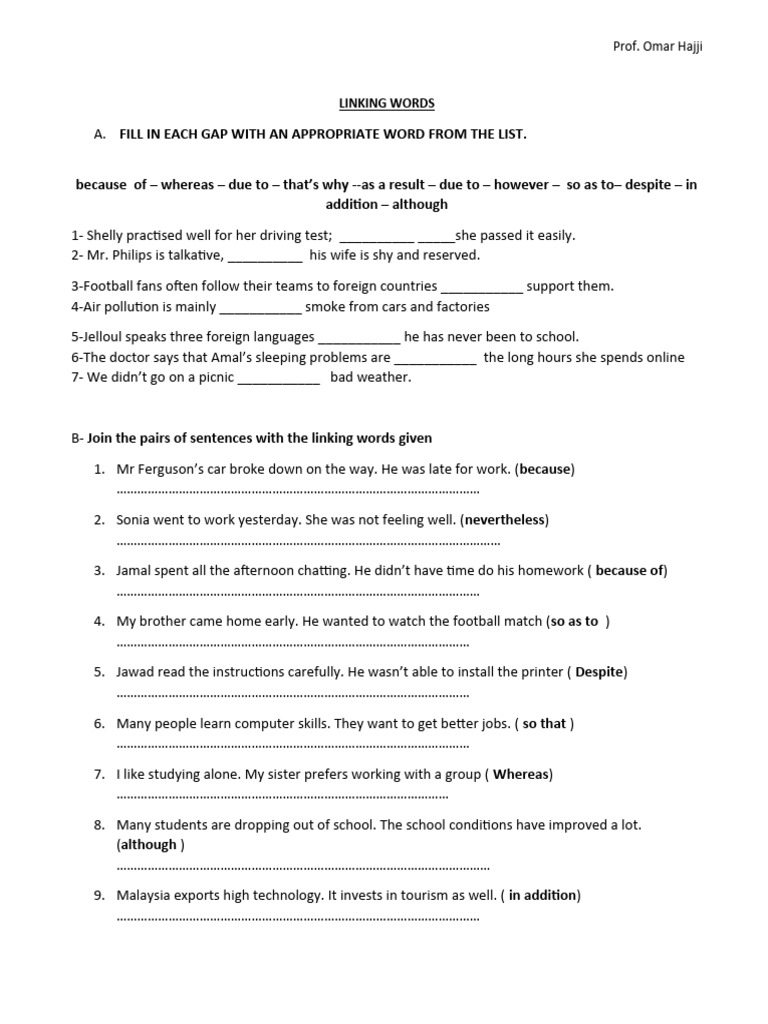 Linking Words 2 | PDF | Language Arts & Discipline