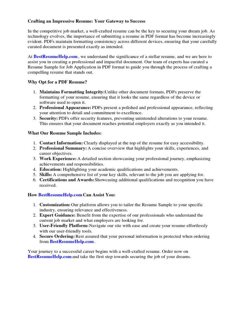 PDF Resume Sample for Job Applications | PDF | Résumé | Recruitment