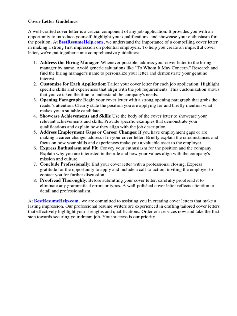 Cover Letter Guidelines | PDF | Résumé | Experience