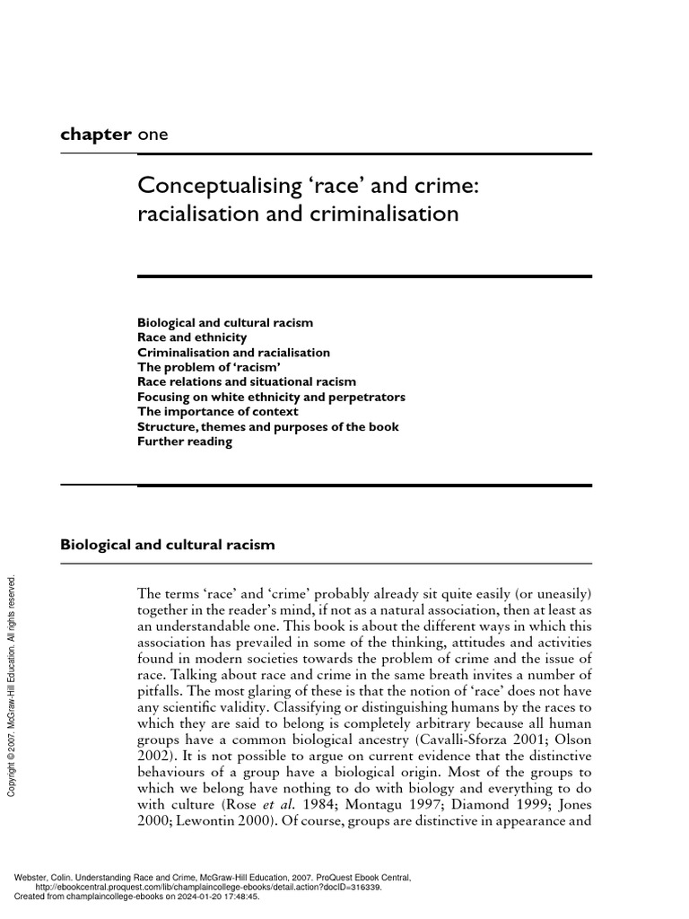 Understanding Race and Crime - (Chapter 1 Conceptualising Race' and ...