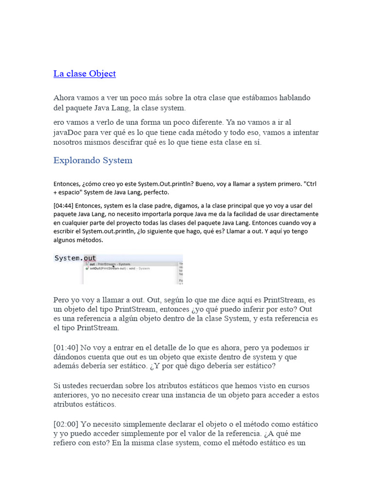 Explorando la Clase System en Java | PDF | Herencia (Programación Orientada a Objetos ...