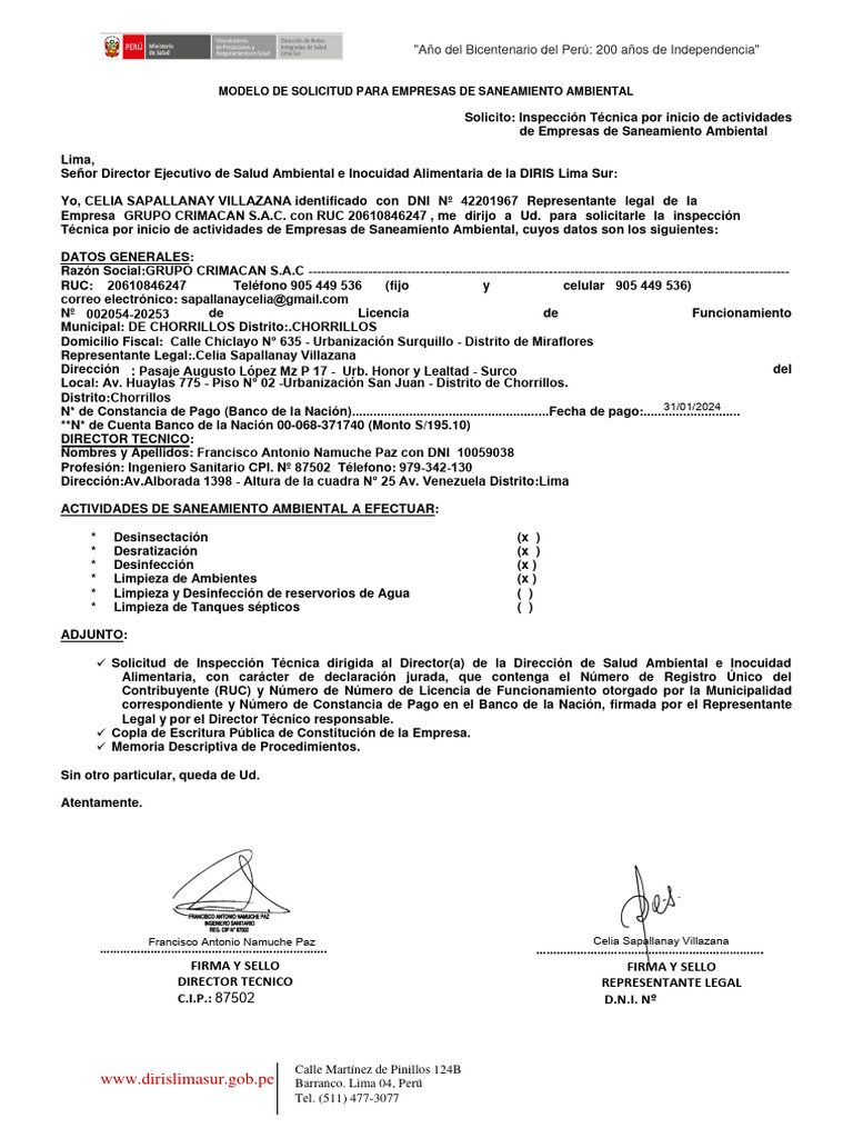 Formato 185 - Solicitud de Inspección | PDF