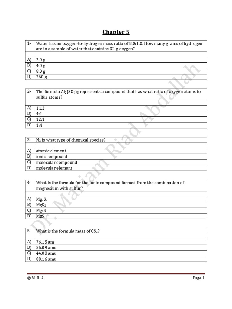 Ch5 Revision | Download Free PDF | Chemical Compounds | Molecules